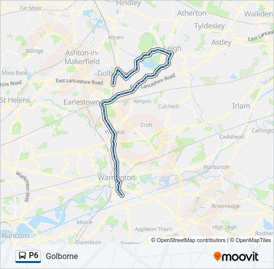 p6 Route: Schedules, Stops & Maps - Golborne (Updated)