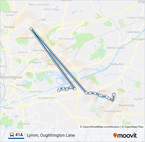 41a Route: Schedules, Stops & Maps - Lymm, Oughtrington Lane (Updated)