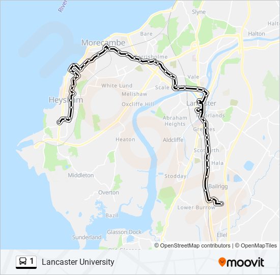 1 Route: Schedules, Stops & Maps - Lancaster University (Updated)