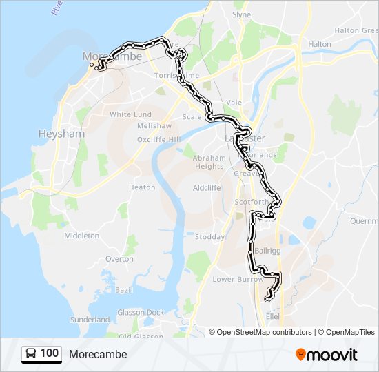 100 Route: Schedules, Stops & Maps - Morecambe (Updated)