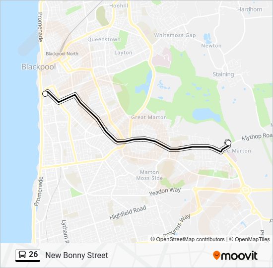 26 Route: Schedules, Stops & Maps - New Bonny Street (Updated)