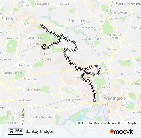 254 Route: Schedules, Stops & Maps - Sankey Bridges (Updated)