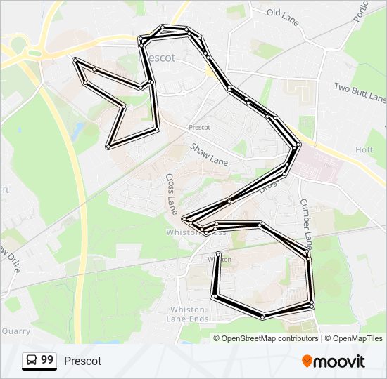 99 Route: Schedules, Stops & Maps - Prescot (Updated)