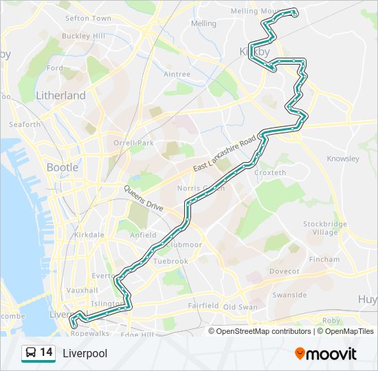 14 Route: Schedules, Stops & Maps - Liverpool (Updated)