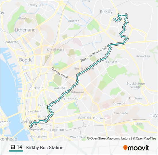14 Route: Schedules, Stops & Maps - Kirkby Bus Station (Updated)