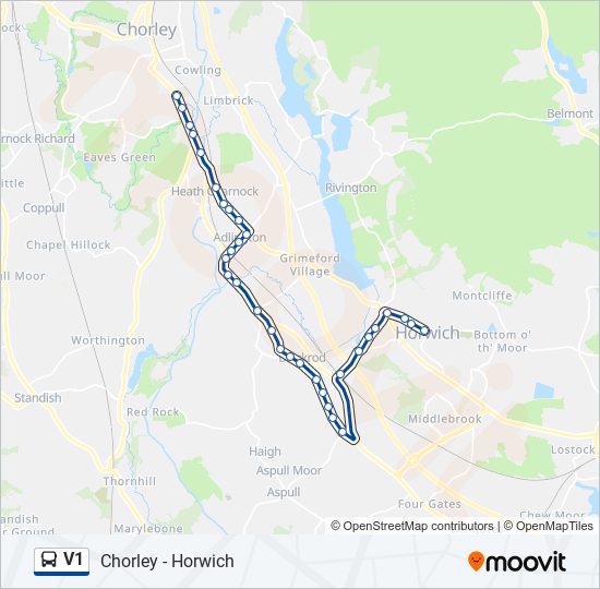 v1 Route: Schedules, Stops & Maps - Horwich (Updated)