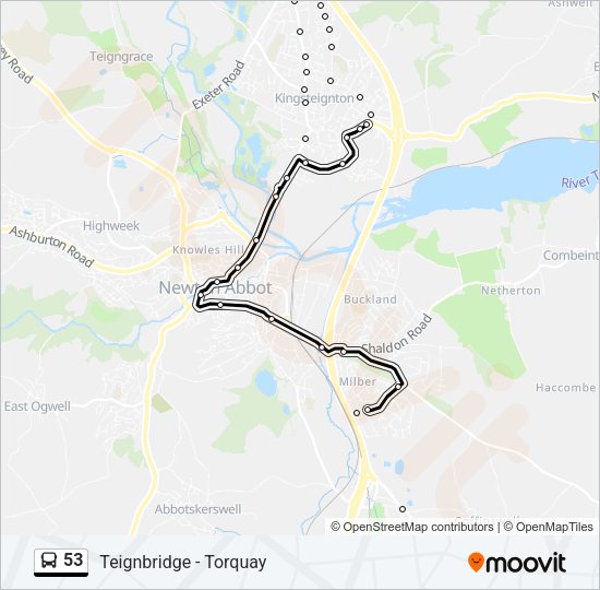 53 Route: Schedules, Stops & Maps - Kingsteignton Vicarage Hill (Updated)