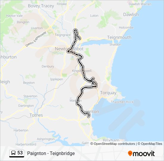 53 Route: Schedules, Stops & Maps - Paignton (Updated)