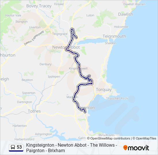 53 Route: Schedules, Stops & Maps - Kingsteignton (Updated)