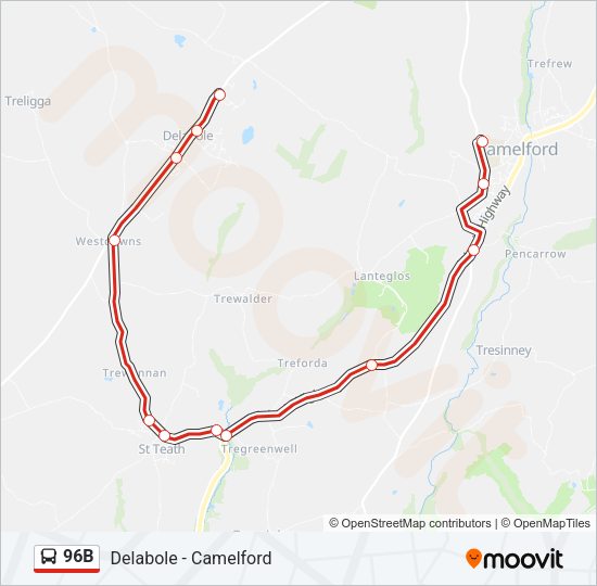 96b Route: Schedules, Stops & Maps - Camelford (Updated)