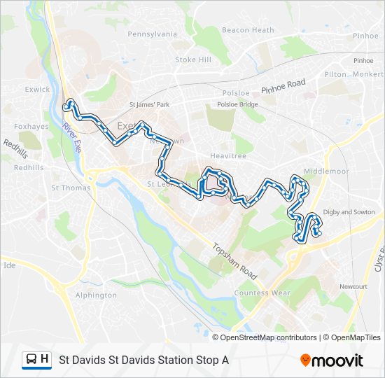 H Route: Schedules, Stops & Maps - St Davids St Davids Station Stop A ...
