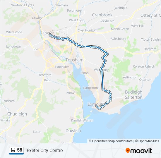 58 Route: Schedules, Stops & Maps - Exeter City Centre (Updated)
