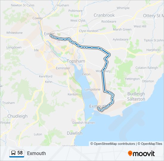 58 Route: Schedules, Stops & Maps - Exmouth (Updated)