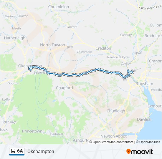 6a Route: Schedules, Stops & Maps - Okehampton (Updated)