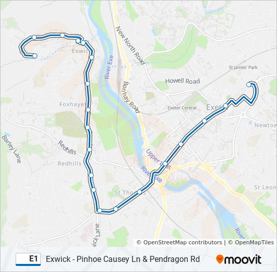 e1 Route: Schedules, Stops & Maps - Exeter City Centre (Updated)