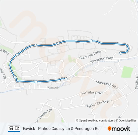 e2 Route: Schedules, Stops & Maps - Exwick (Updated)