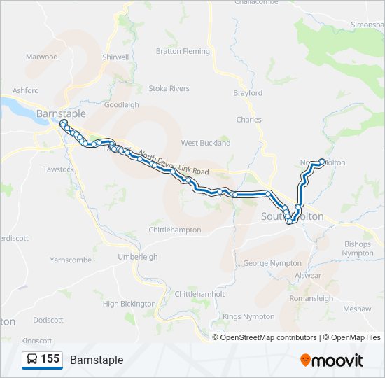 155 Route: Schedules, Stops & Maps - Barnstaple (Updated)