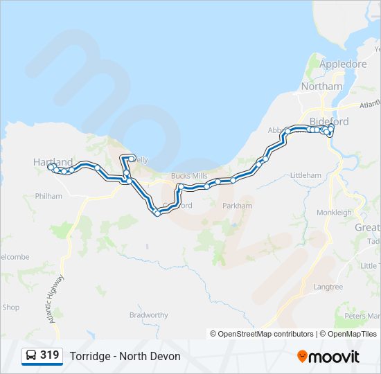 319 Route: Schedules, Stops & Maps - Bideford (Updated)
