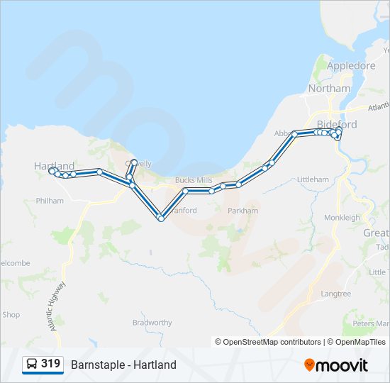 319 Route: Schedules, Stops & Maps - Bideford (Updated)