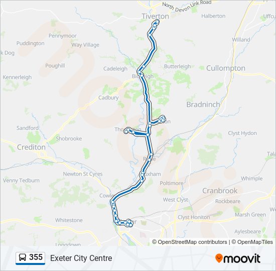 355 Route: Schedules, Stops & Maps - Exeter City Centre (Updated)