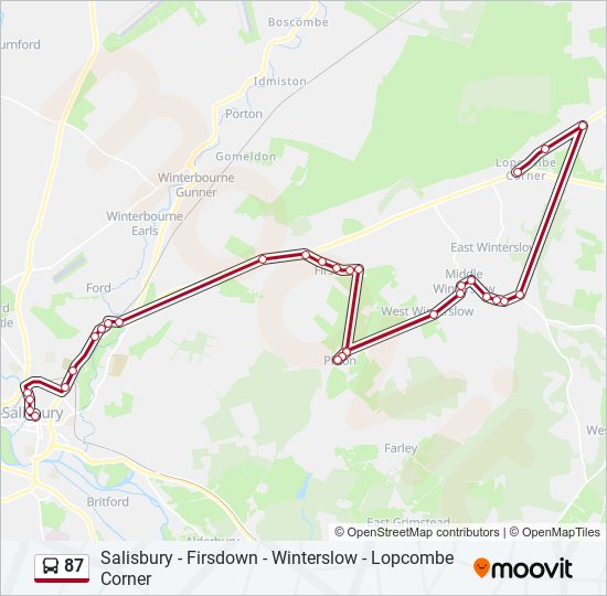 87 Route: Schedules, Stops & Maps - Lopcombe Corner (Updated)