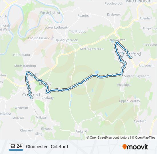 24 Route: Schedules, Stops & Maps - Cinderford (Updated)