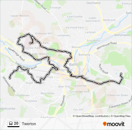 20 Route: Schedules, Stops & Maps - Twerton (Updated)