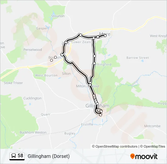 58 Route: Schedules, Stops & Maps - Gillingham (Dorset) (Updated)