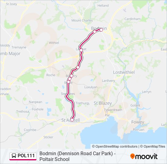 pol111 Route: Schedules, Stops & Maps - Bodmin (Updated)