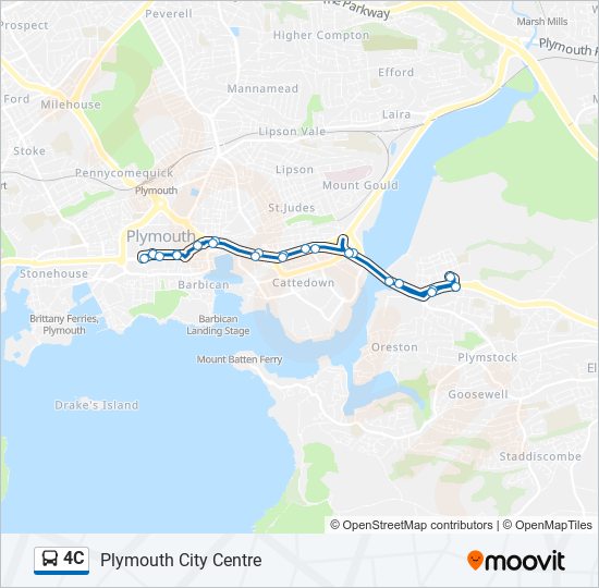 4c Route: Schedules, Stops & Maps - Plymouth City Centre (Updated)