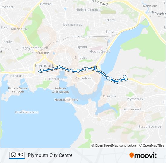 4c Route: Schedules, Stops & Maps - Plymouth City Centre (Updated)