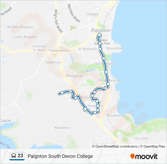 23 Route: Schedules, Stops & Maps - Paignton South Devon College (Updated)