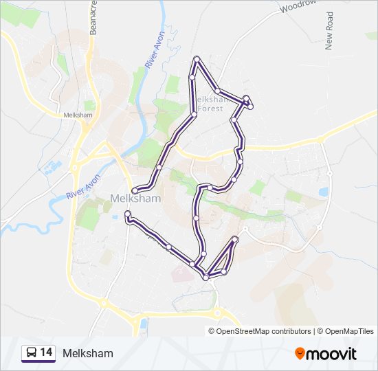 14 Route: Schedules, Stops & Maps - Melksham (Updated)