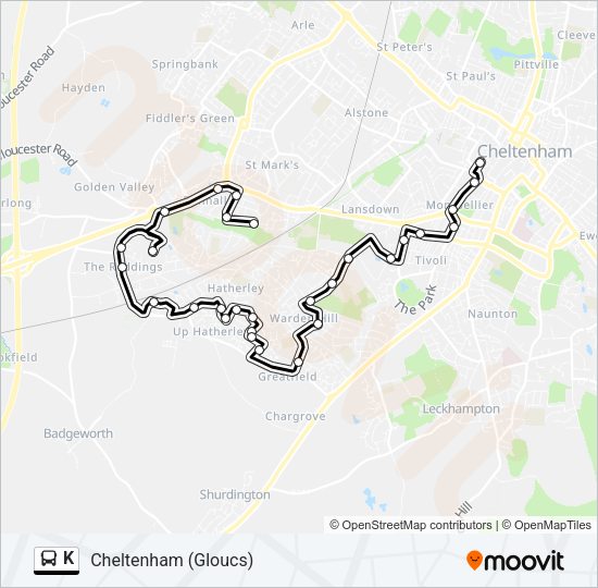 K Route: Schedules, Stops & Maps - Cheltenham (Gloucs) (Updated)