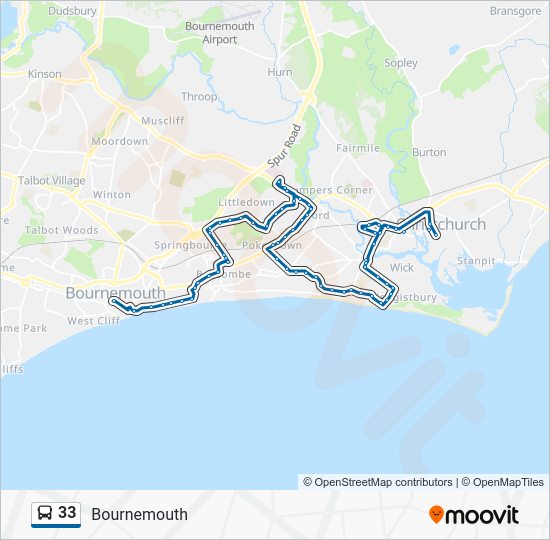 33 Route: Schedules, Stops & Maps - Bournemouth (Updated)