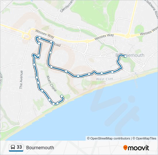 33 Route: Schedules, Stops & Maps - Bournemouth (Updated)