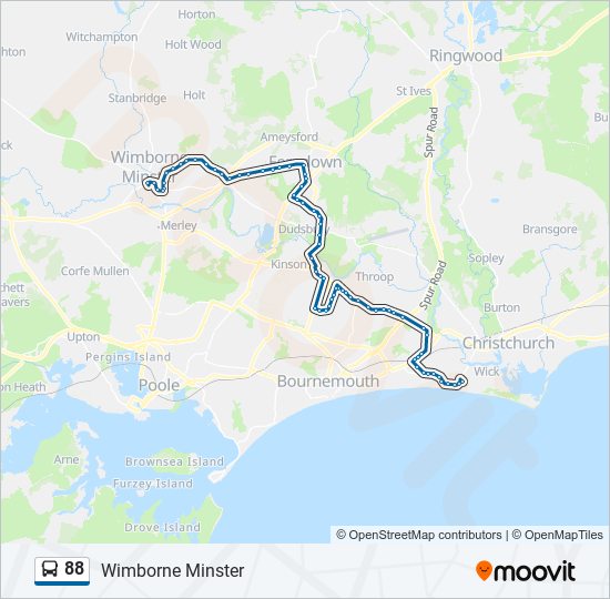 88 Route: Schedules, Stops & Maps - Wimborne Minster (Updated)