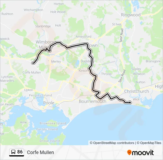 86 Route: Schedules, Stops & Maps - Corfe Mullen (Updated)