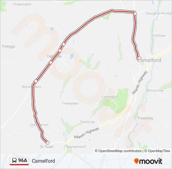 96a Route: Schedules, Stops & Maps - Camelford (Updated)