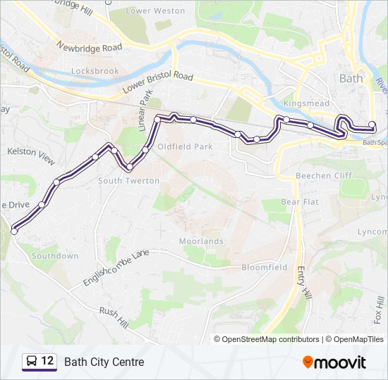12 Route: Schedules, Stops & Maps - Bath City Centre (Updated)