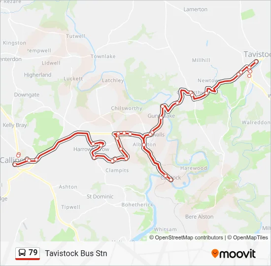 79 Route: Schedules, Stops & Maps - Tavistock Bus Stn (Updated)