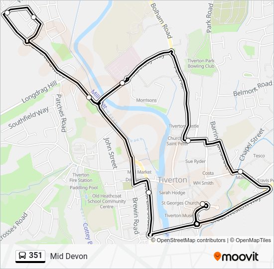351 Route: Schedules, Stops & Maps - Tiverton Bus Station (Updated)