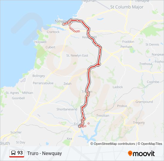 93 Route: Schedules, Stops & Maps - Truro (Updated)