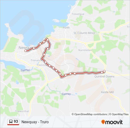 93 Route: Schedules, Stops & Maps - Quintrell Downs (Updated)