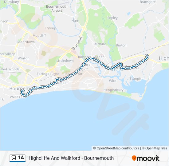 1A Route: Schedules, Stops & Maps - Bournemouth (Updated)