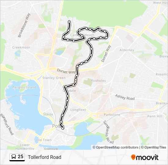 25 Route: Schedules, Stops & Maps - Tollerford Road (Updated)