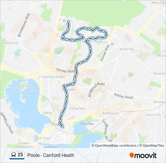 25 Route: Schedules, Stops & Maps - Canford Heath (Updated)