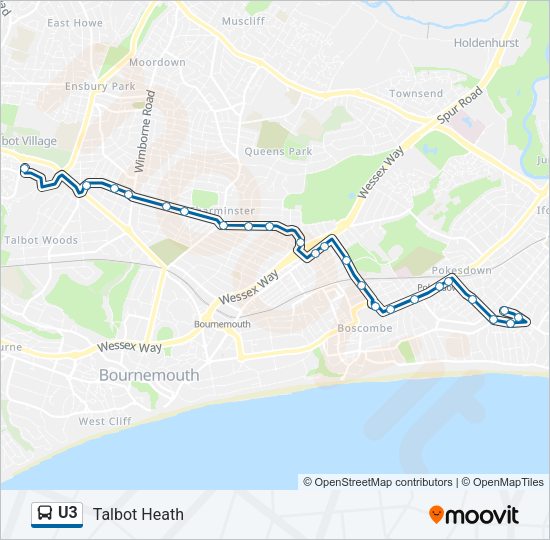 U3 Route: Schedules, Stops & Maps - Talbot Heath (Updated)