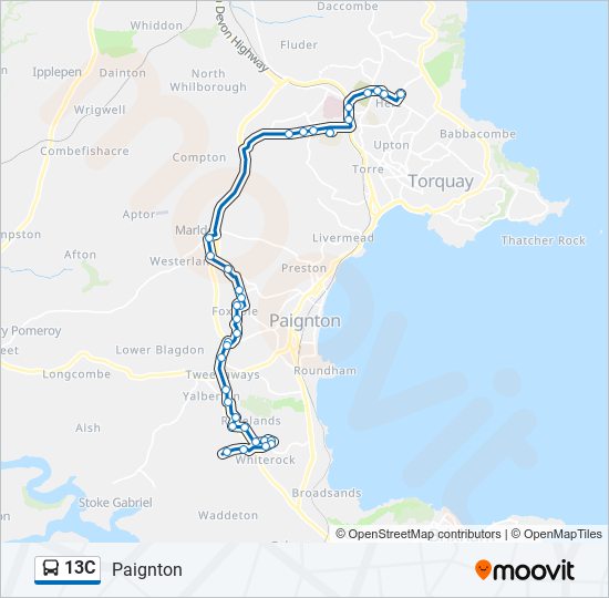 13c Route: Schedules, Stops & Maps - Paignton (Updated)