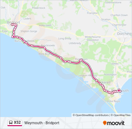 X52 Route: Schedules, Stops & Maps - Weymouth (Updated)
